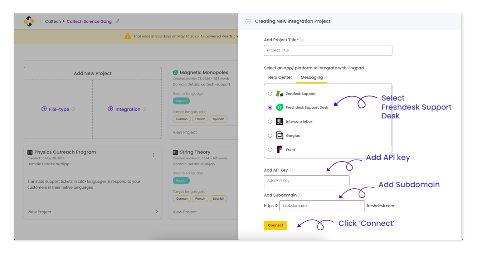 How To Create Translation Project On Lingpad For Freshdesk Support